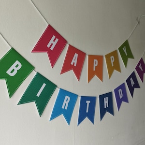 Colorful Happy Birthday Banner | Printable Party Decor | Digital ...
