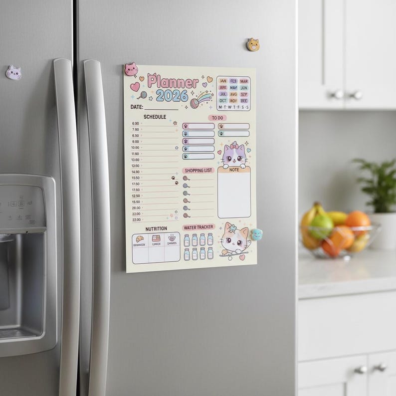Kawaii Cat Planner 2026 | Cute Daily Planner Printable | Letter Size ...