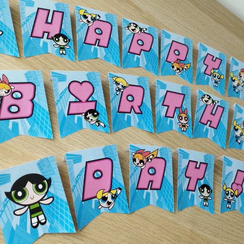 Powerpuff Girls Birthday Banner: Printable Cartoon Party Decoration ...