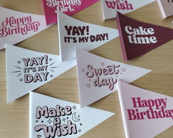 Birthday Pennant Flags | Printable Instant Download | Pink - Etsy