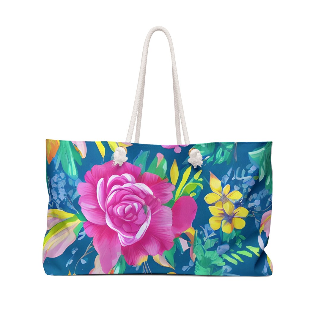 Floral Weekend Bag / Summer Travel Bag / Overnight Bag / Getaway Bag ...