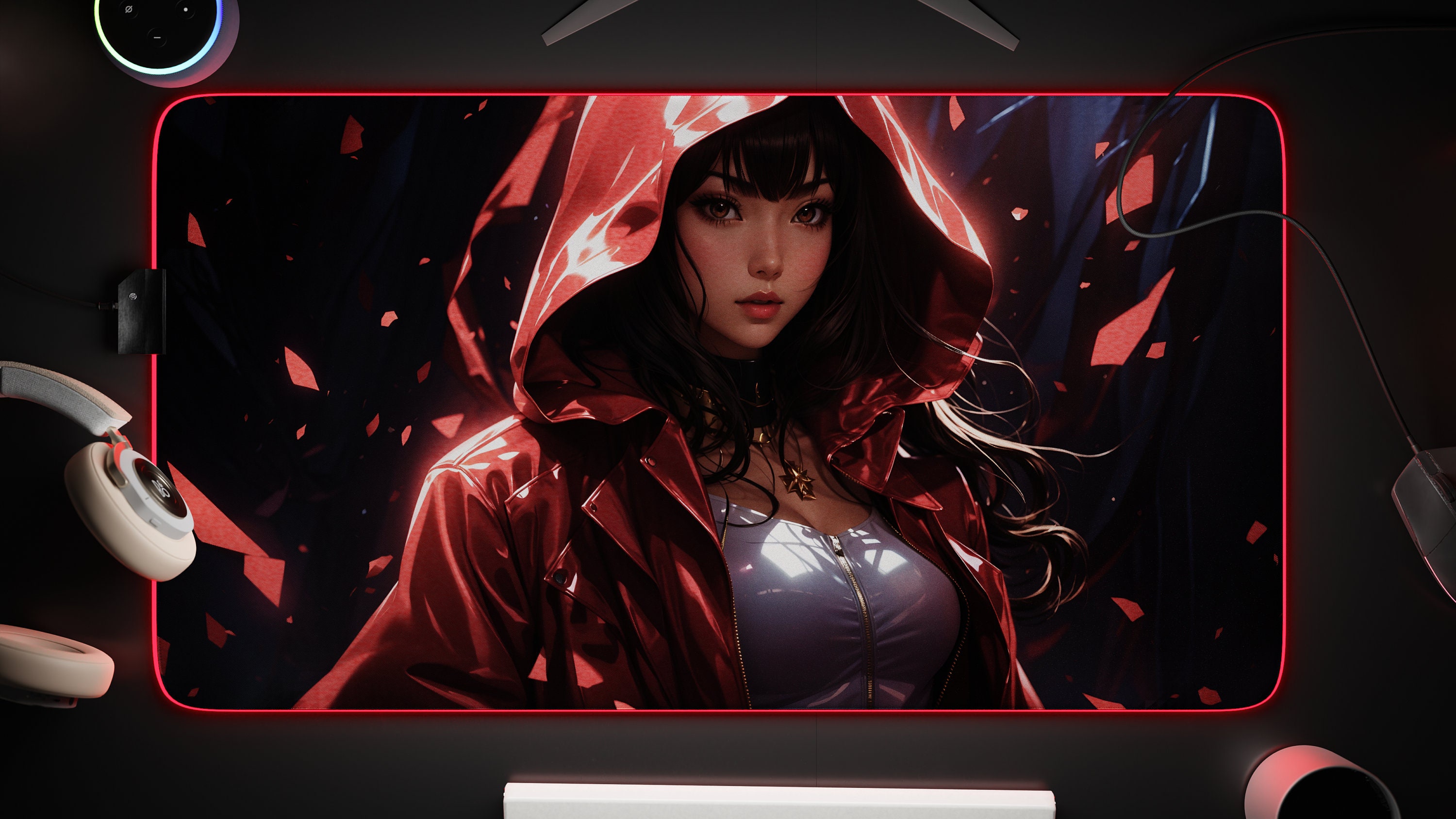 Waifu Mouse Pad Anime Girl Brown Eyes Sexy LED Illuminate - Etsy