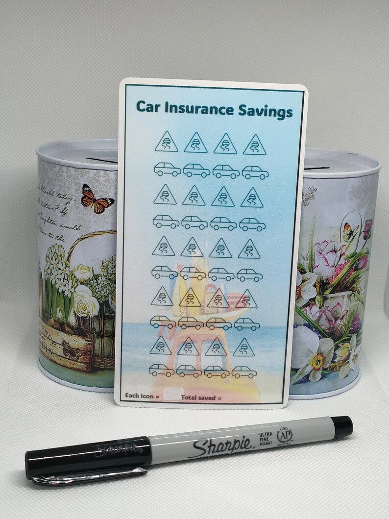 Car Insurance Savings Tracker / Savings Challenge / Cash Stuffing ...