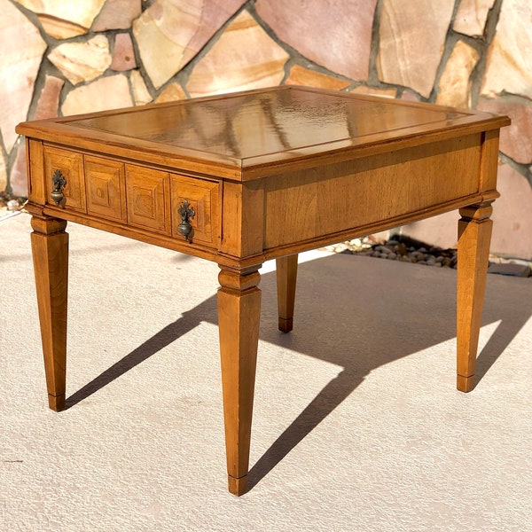 Antique End Table With Wood Drawer and Wood Pull - Etsy