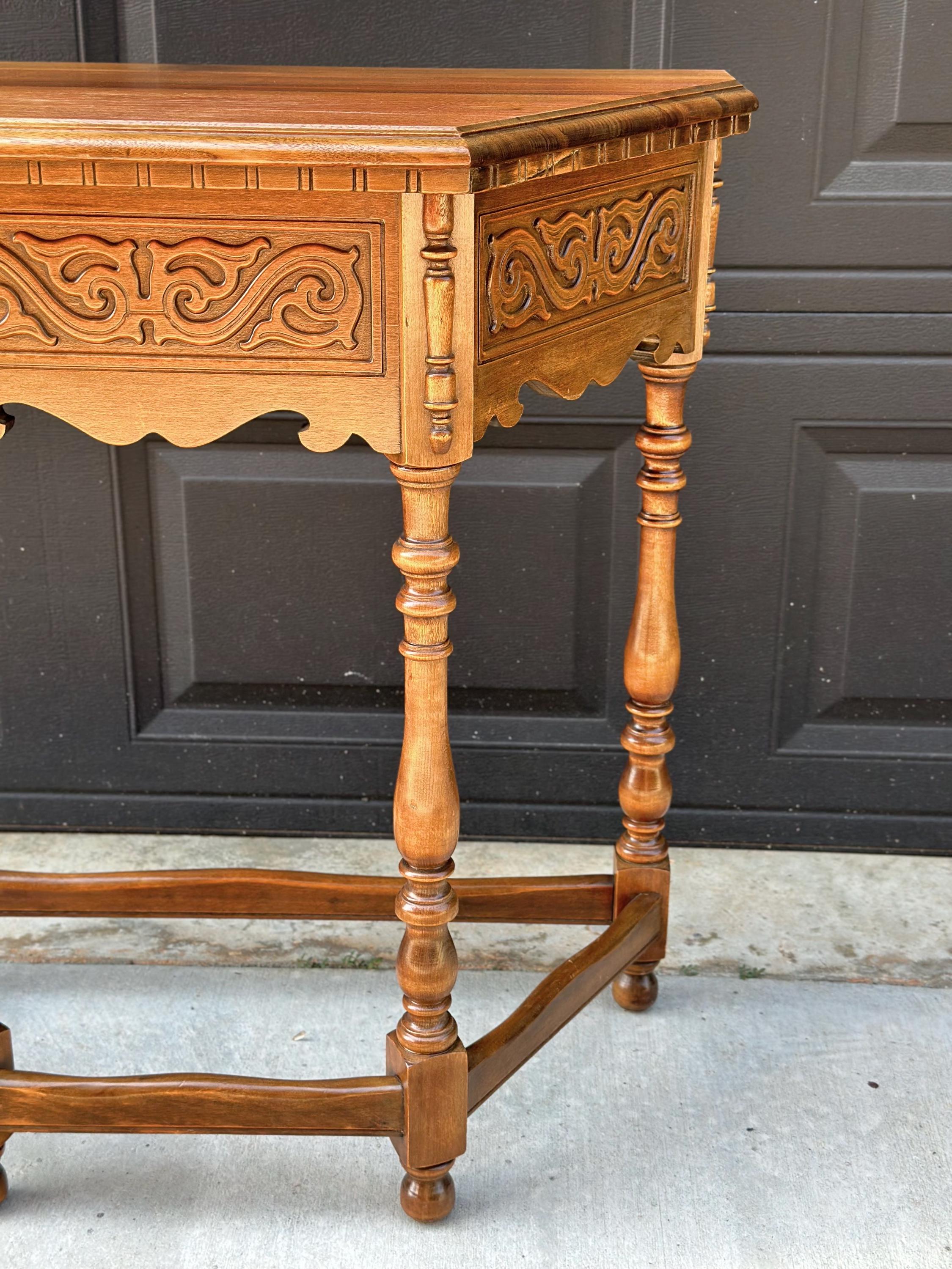 Vintage Solid Wood Walnut Console Entry Table - Etsy