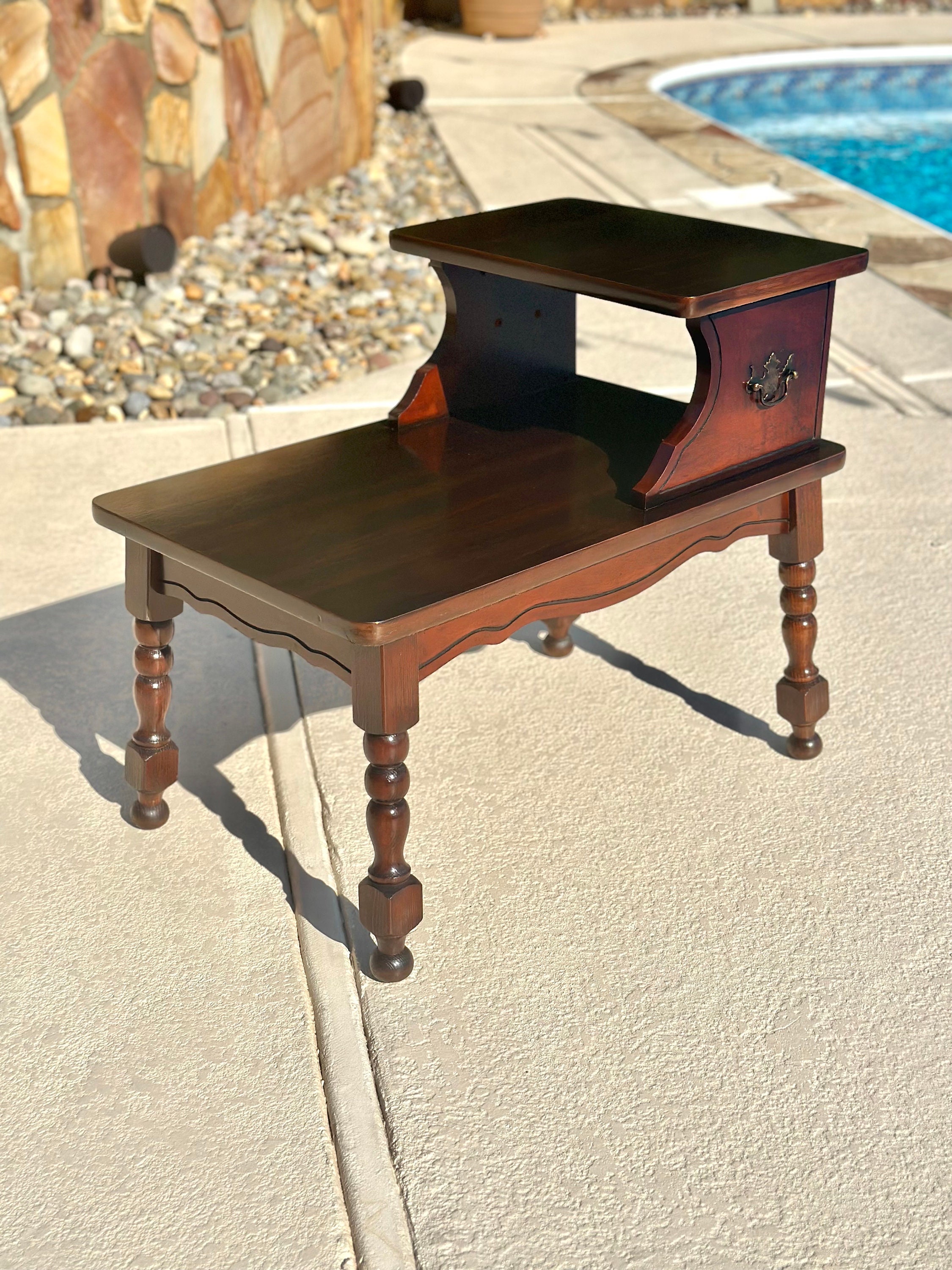 Antique Chippendale Handle Two Tier Step End Table - Etsy