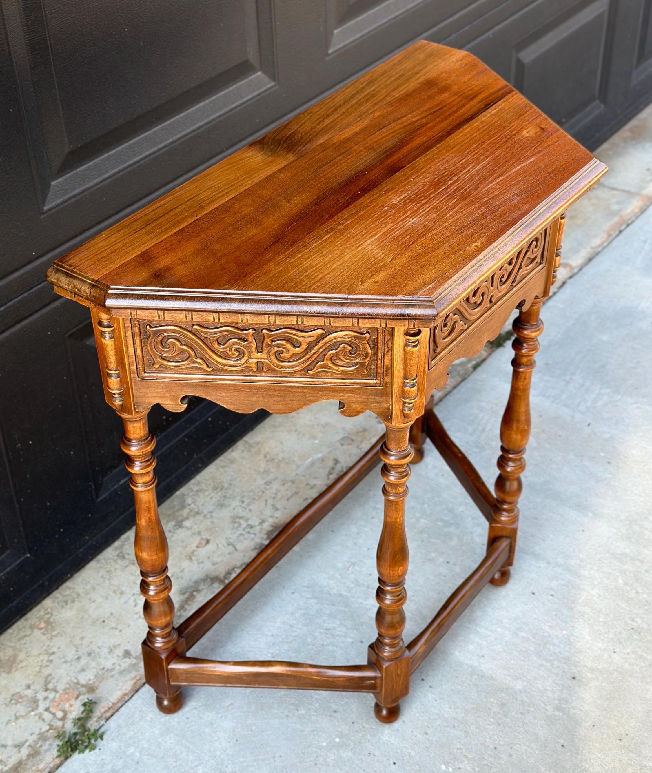 Vintage Solid Wood Walnut Console Entry Table - Etsy