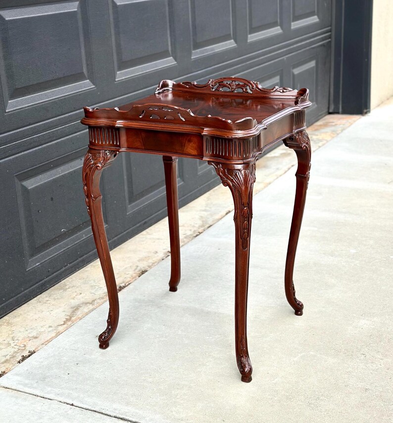Vintage 1950's Carved Mahogany Square Side Table - Etsy