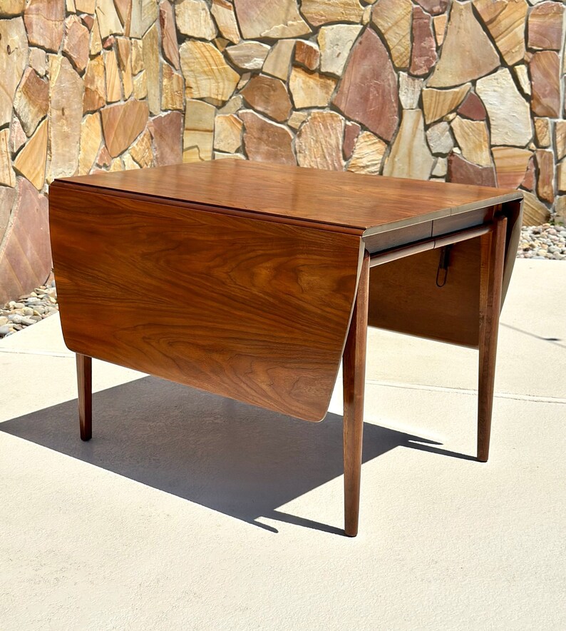 Vintage Mid Century Modern Walnut Drop Leaf Dining Table - Etsy
