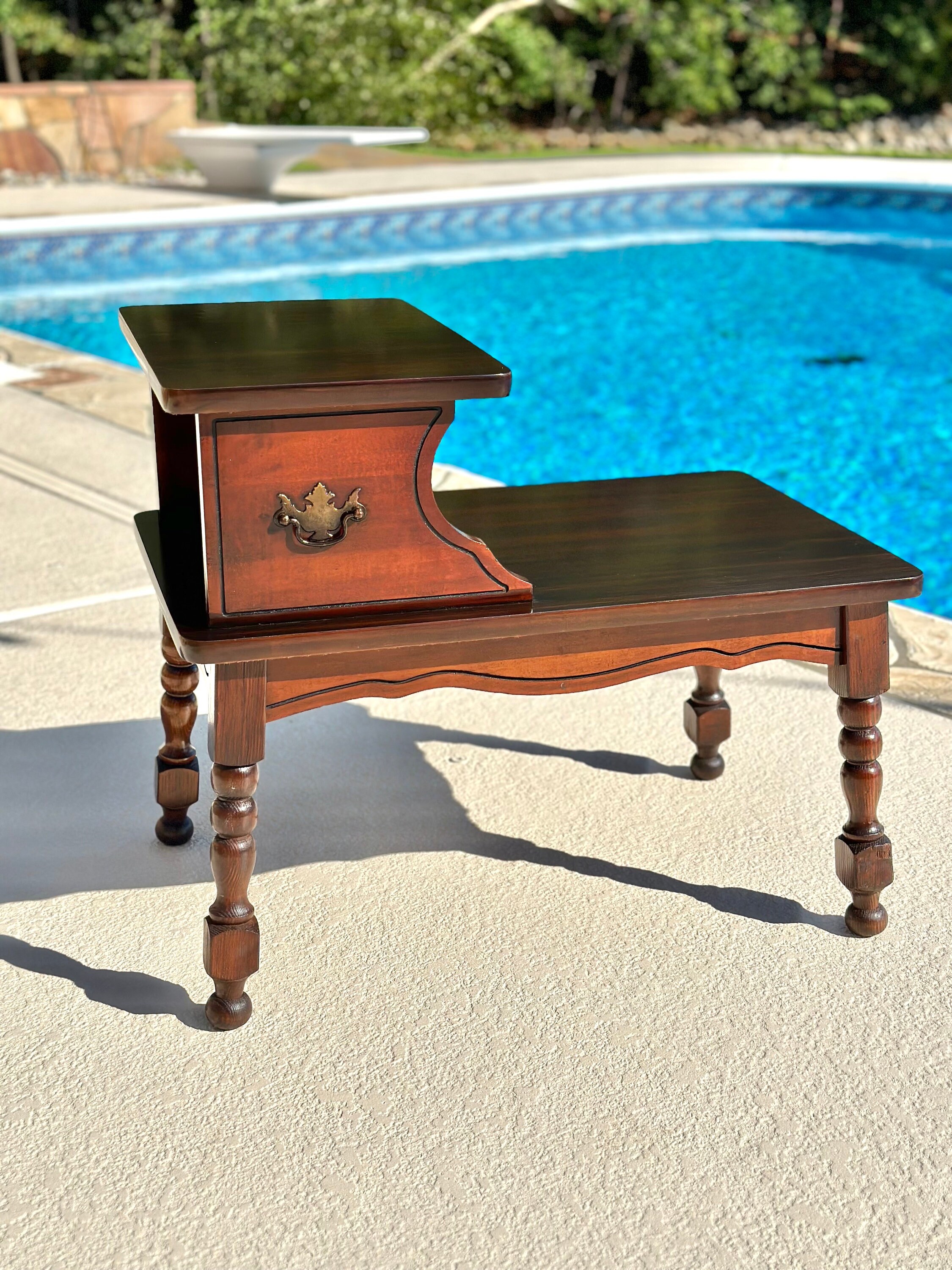 Antique Chippendale Handle Two Tier Step End Table - Etsy