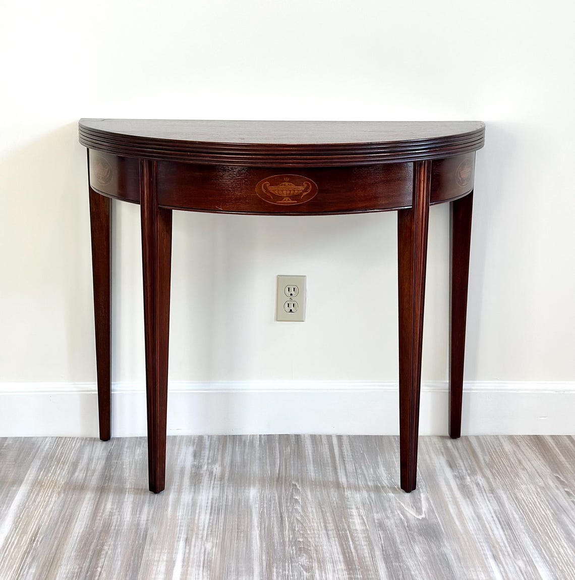 Antique Solid Mahogany Demilune Hall Console & Flip Top Game Table - Etsy