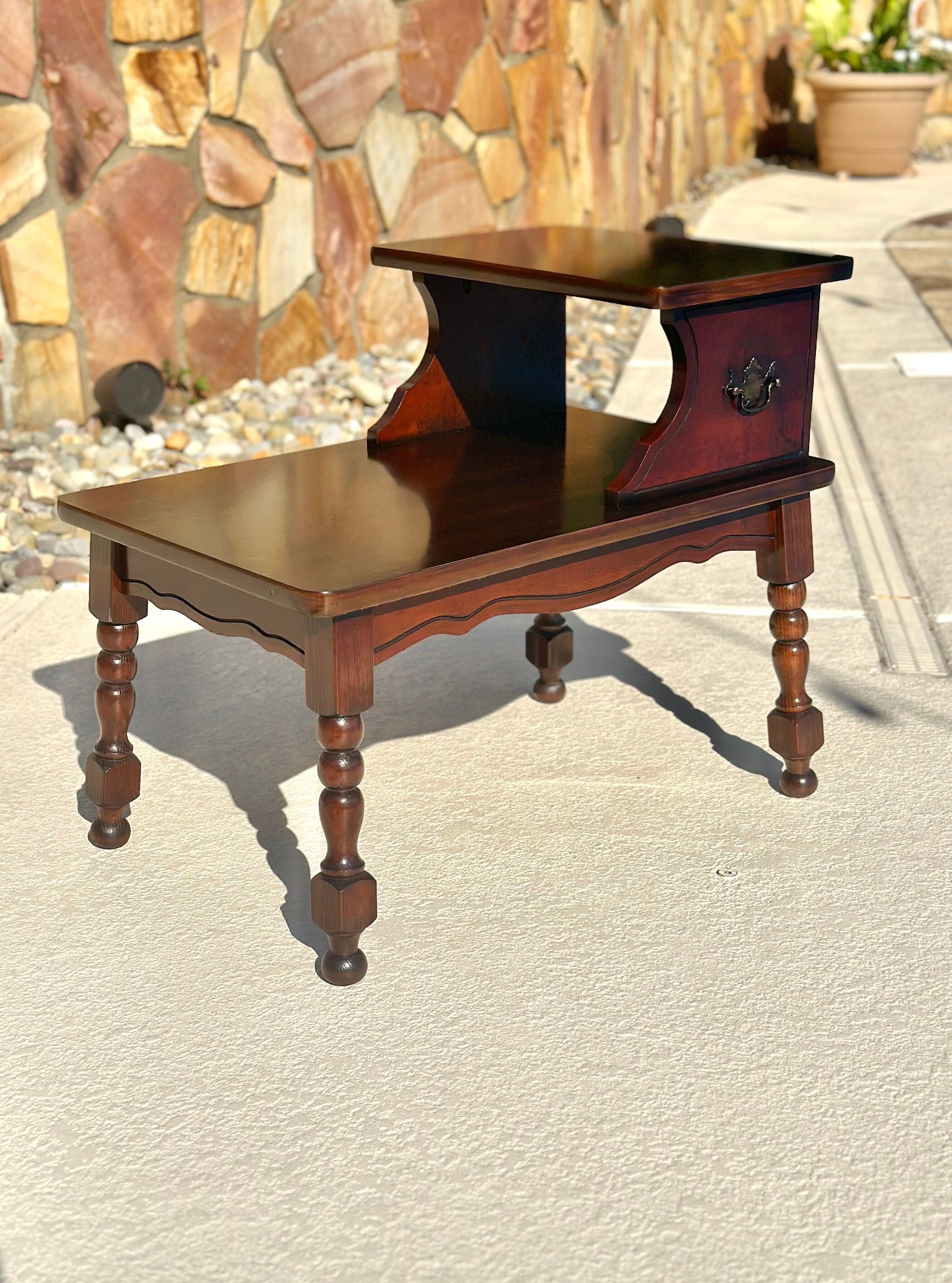 Antique Chippendale Handle Two Tier Step End Table - Etsy