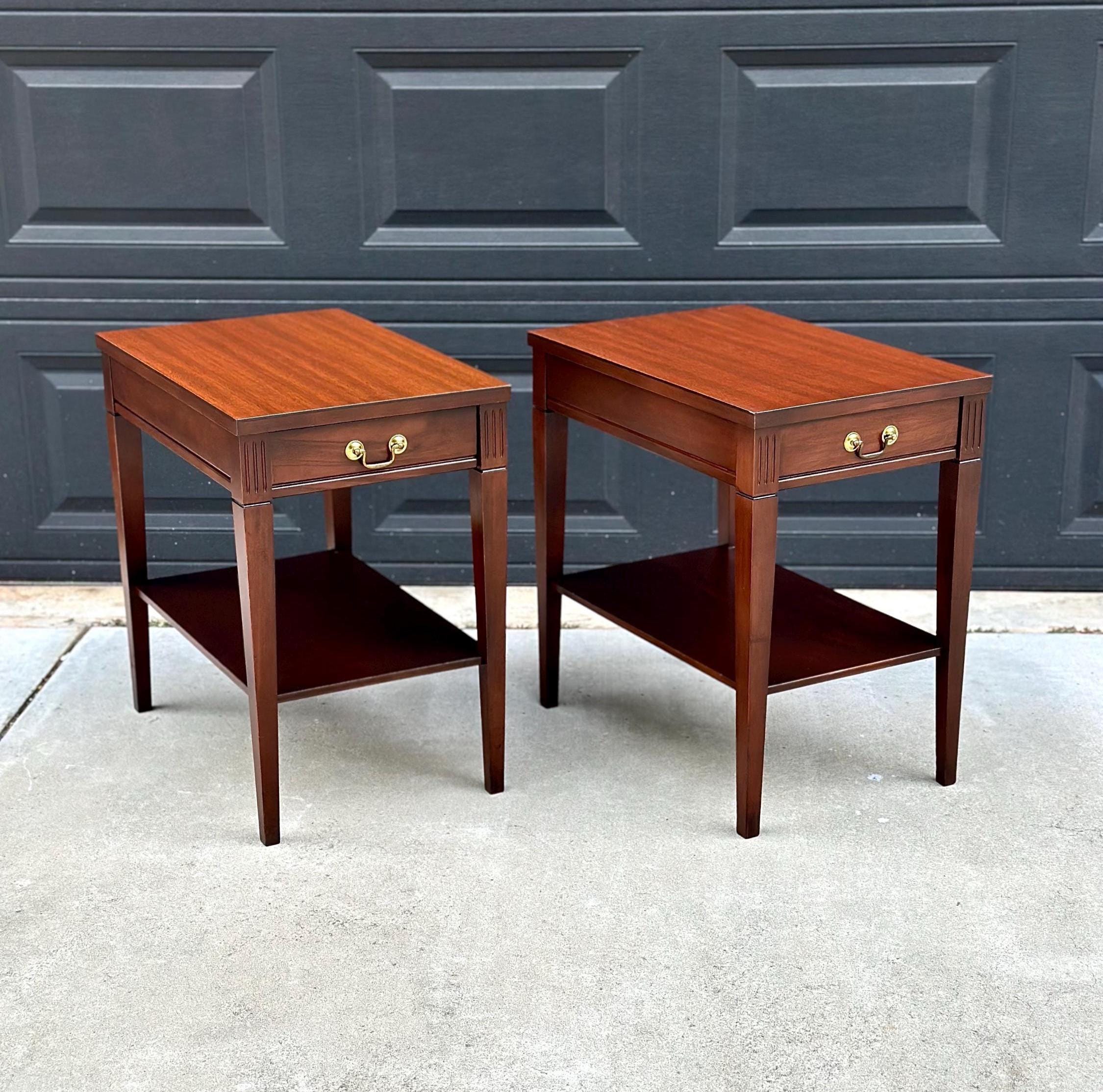 Vintage Mersman Mahogany Single Drawer Open Shelf End Tables - a Pair - Etsy