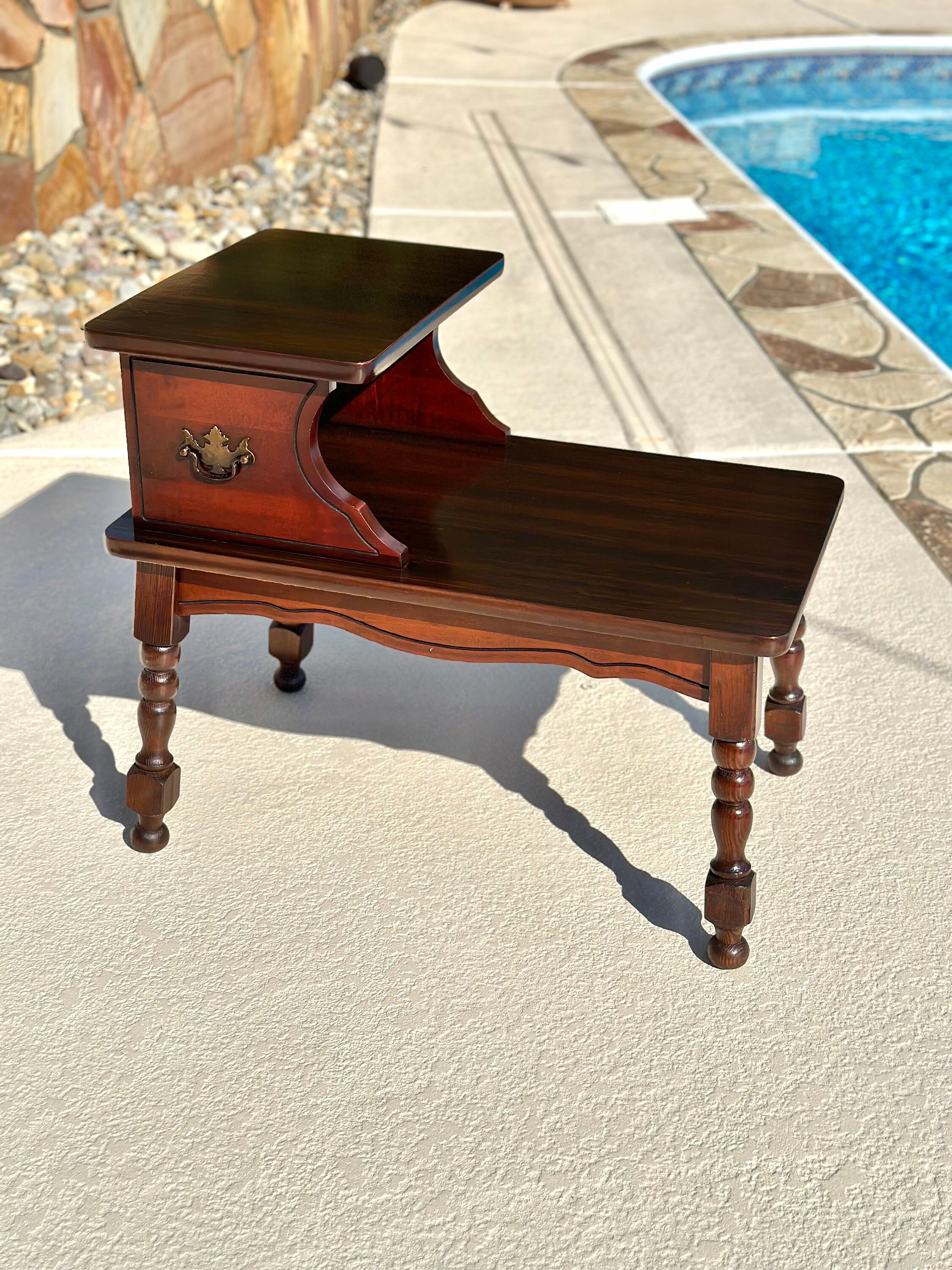 Antique Chippendale Handle Two Tier Step End Table - Etsy