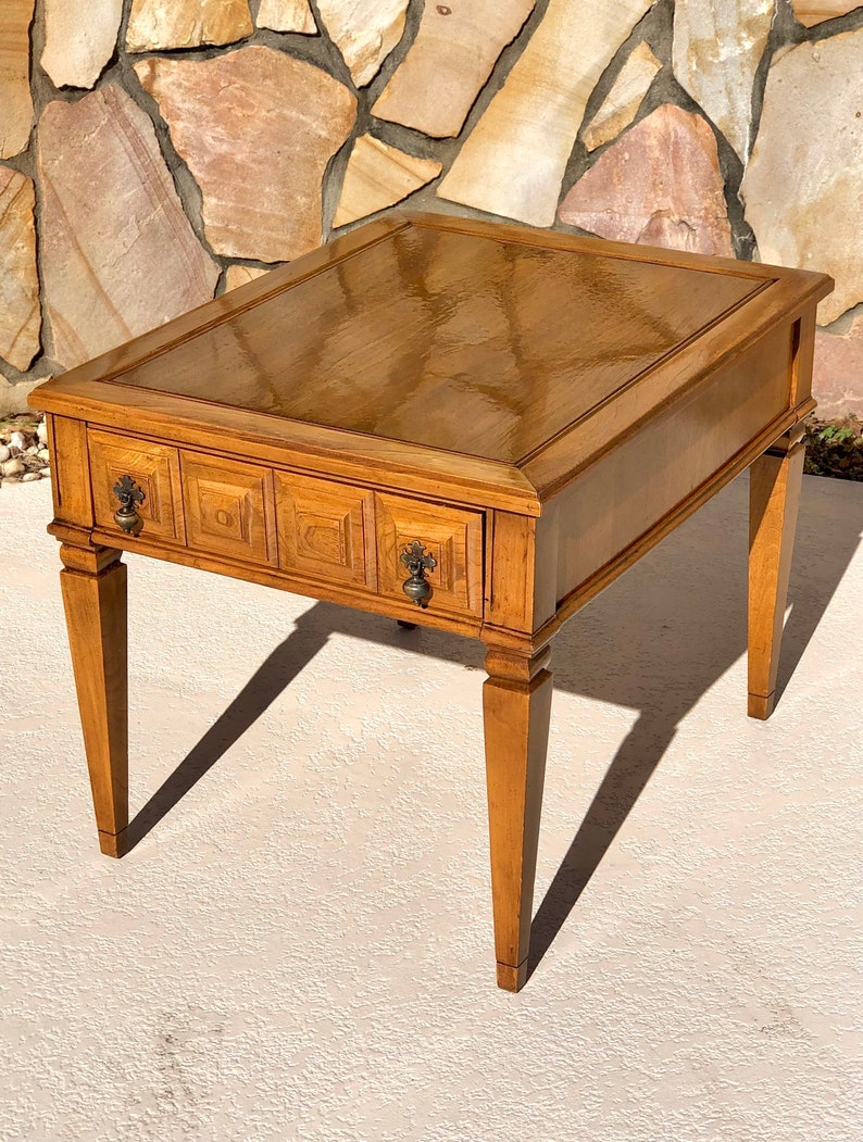 Vintage Solid Wood Mid Century End Table With Drawer - Etsy