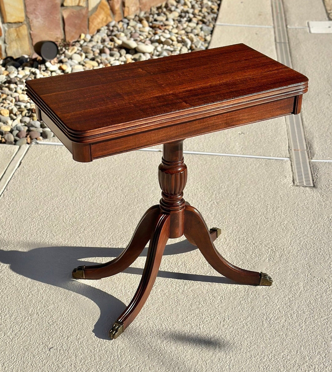 Antique Solid Mahogany Flip Top Game Console Table - Etsy