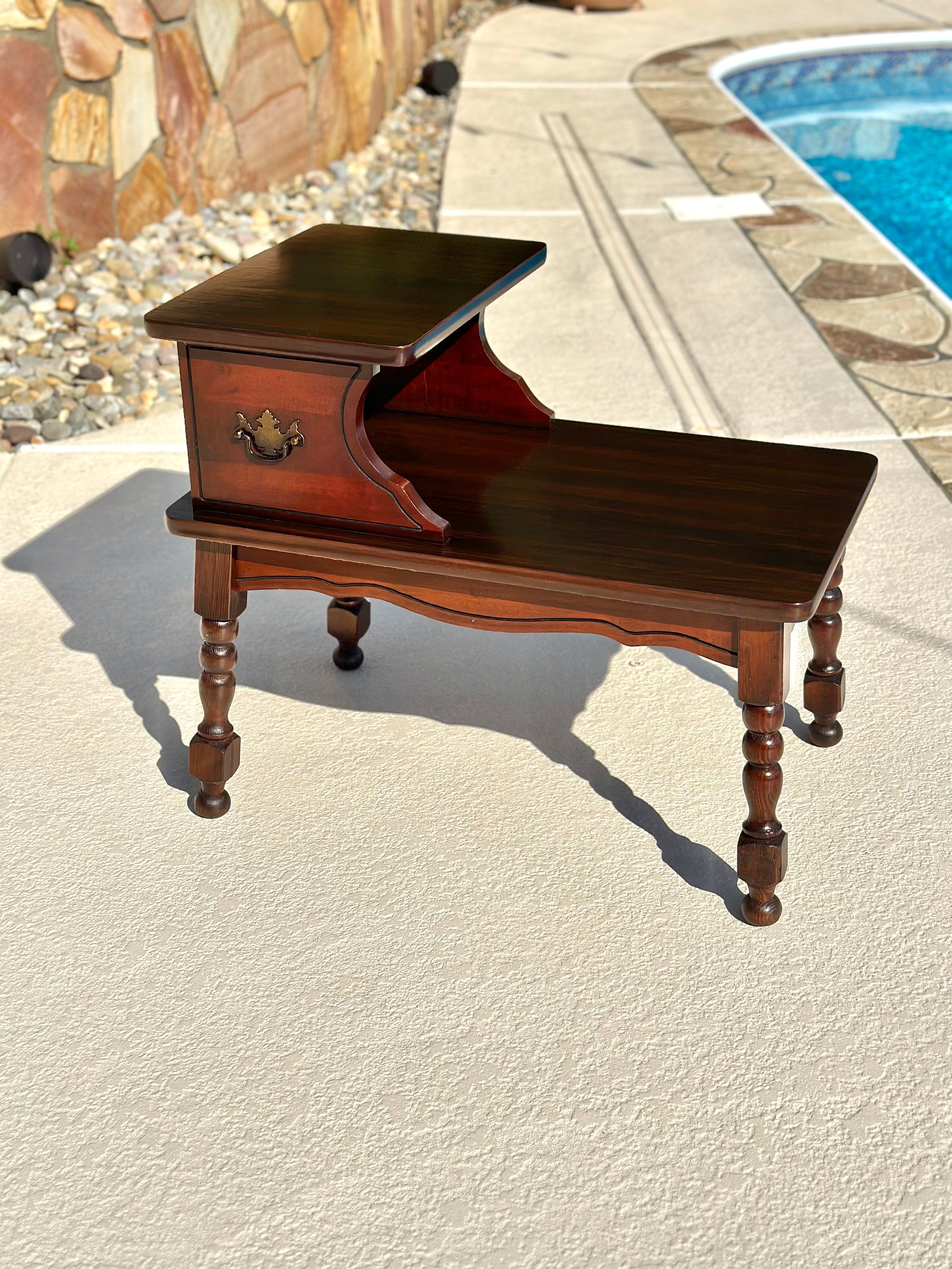 Antique Chippendale Handle Two Tier Step End Table - Etsy