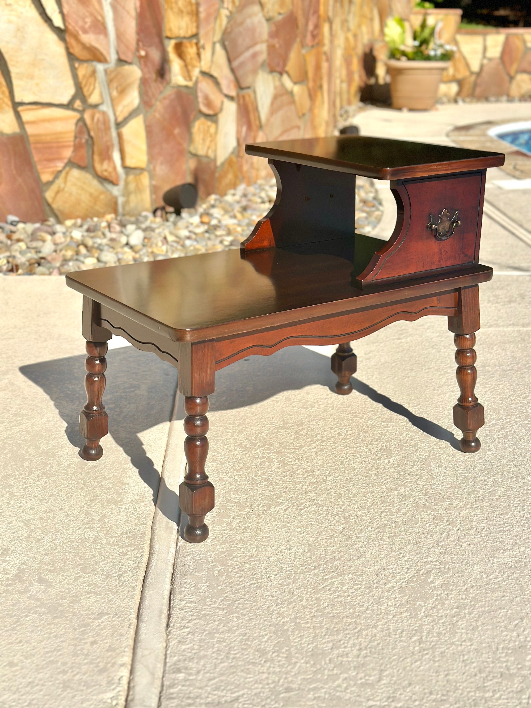 Antique Chippendale Handle Two Tier Step End Table - Etsy