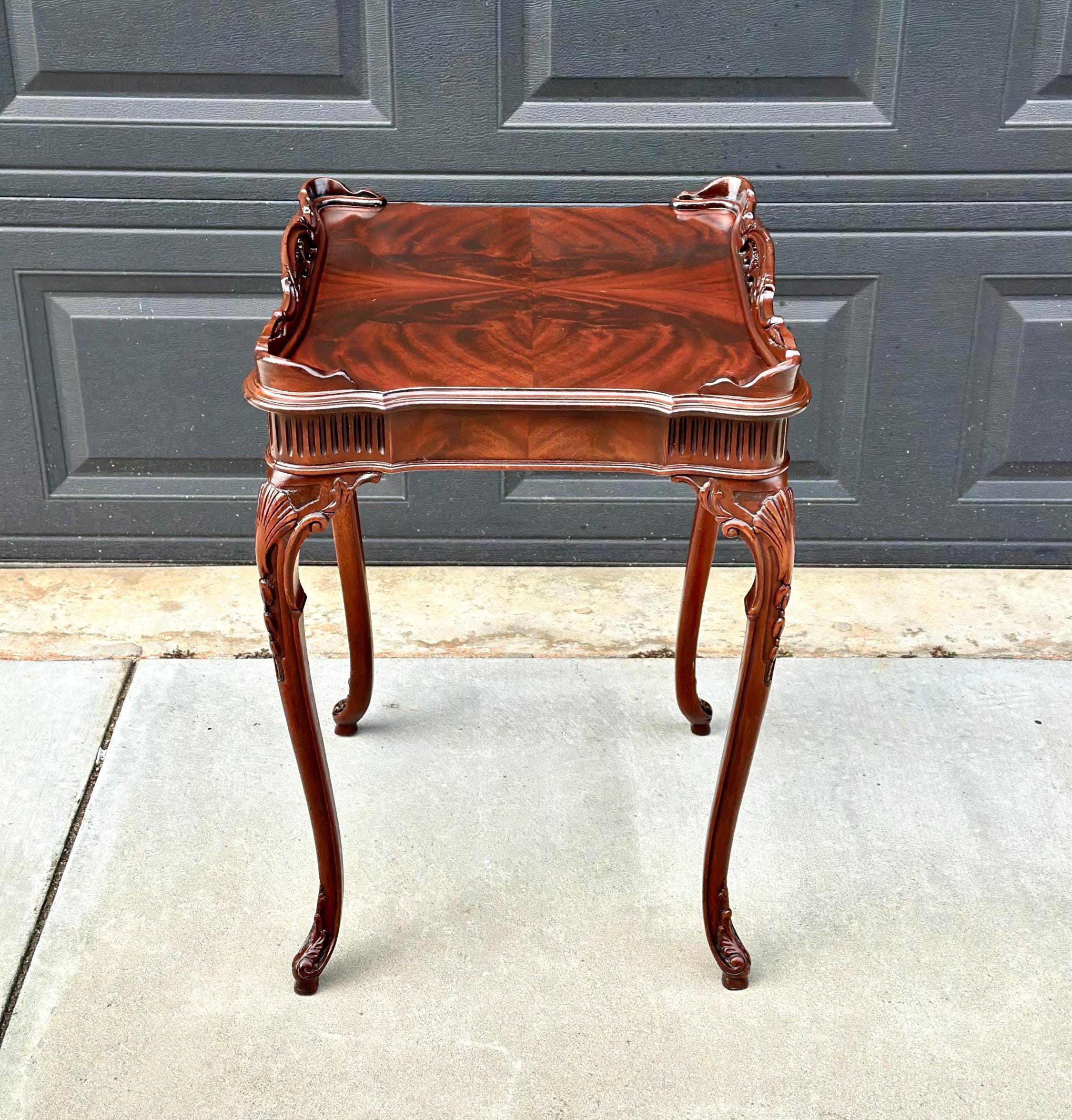 Vintage 1950's Carved Mahogany Square Side Table - Etsy