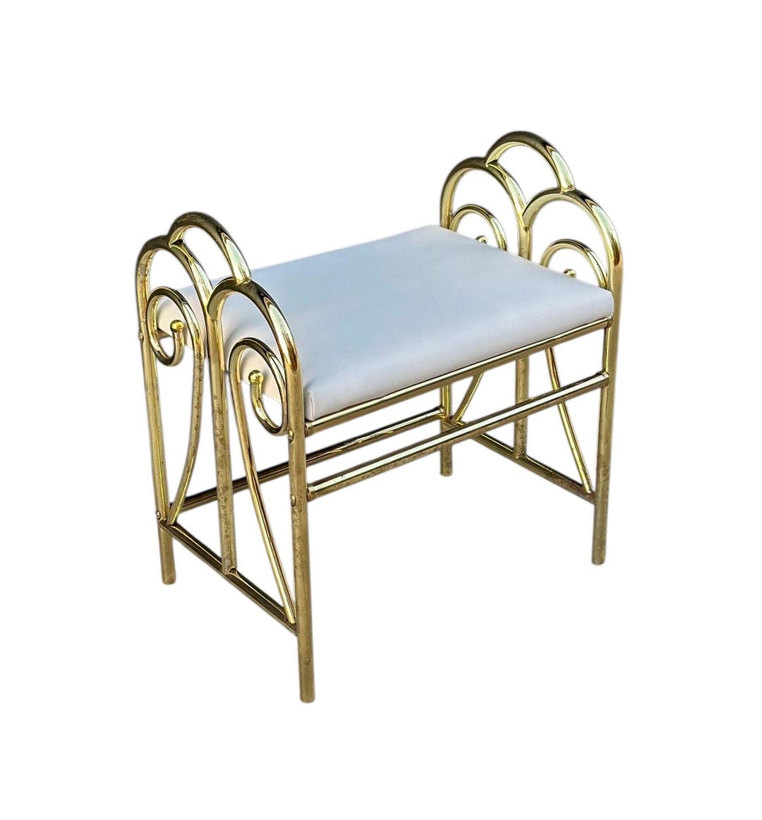 Vintage 1980's Gold Vanity Stool - Etsy