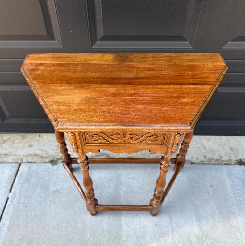 Vintage Solid Wood Walnut Console Entry Table - Etsy