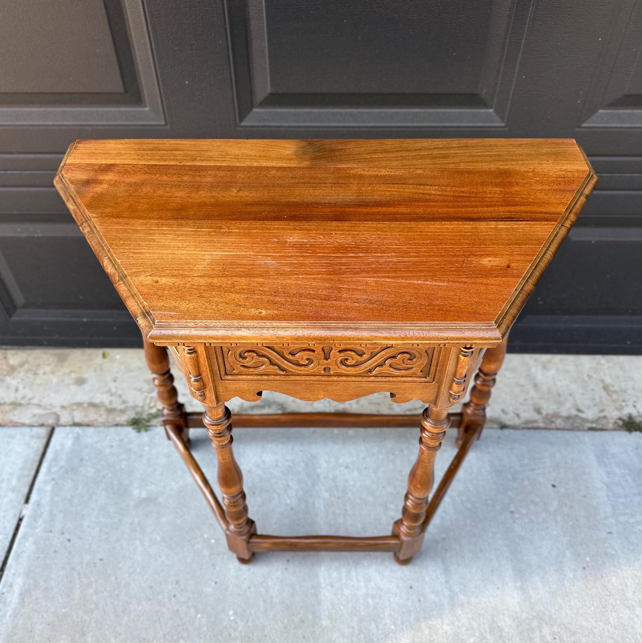 Vintage Solid Wood Walnut Console Entry Table - Etsy