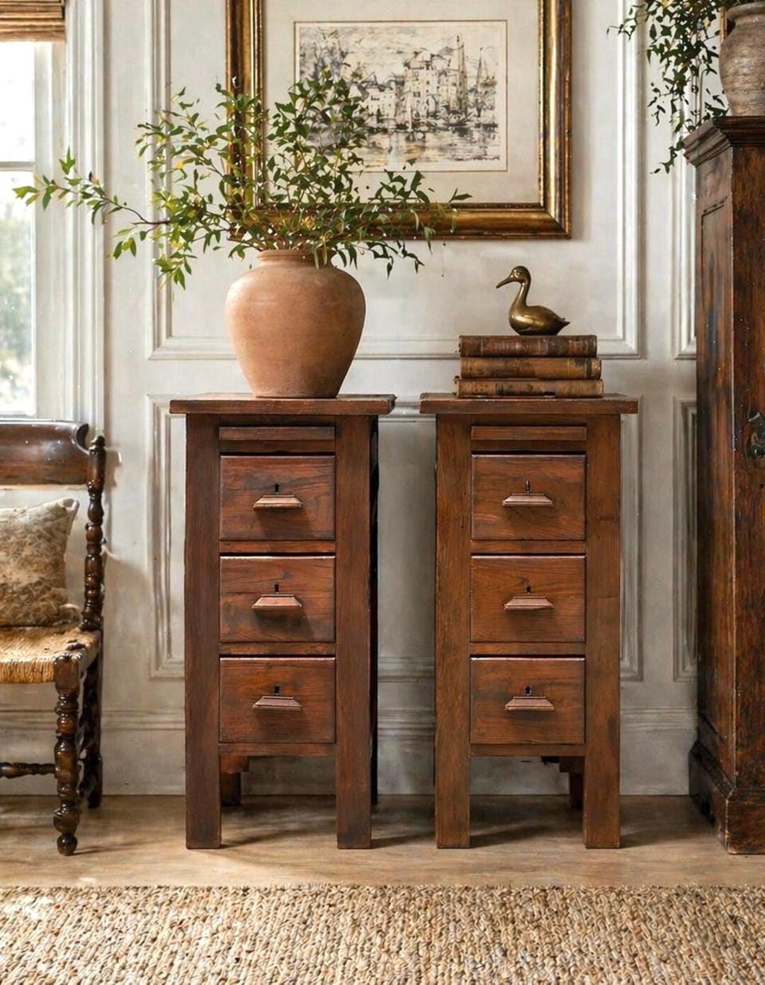 Vintage Early 20th Century Craftsman Walnut Wood Slide Out Shelf Side ...
