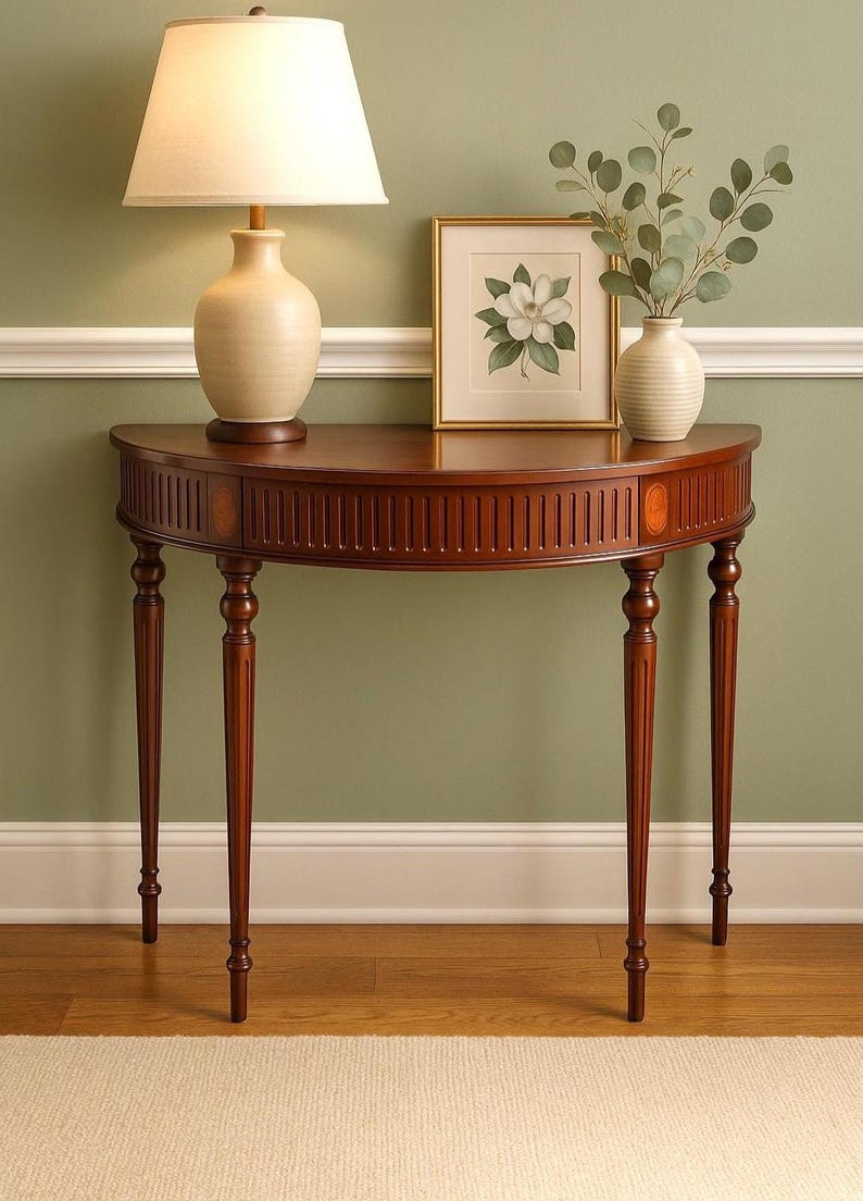 Vintage Mahogany Demilune Console Entry Table - Etsy