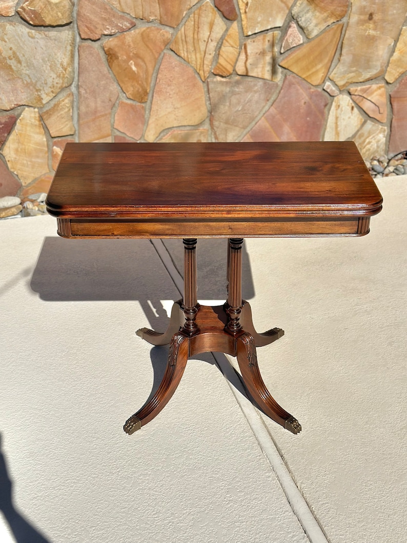 Antique Solid Walnut Flip Top Game Console Table - Etsy
