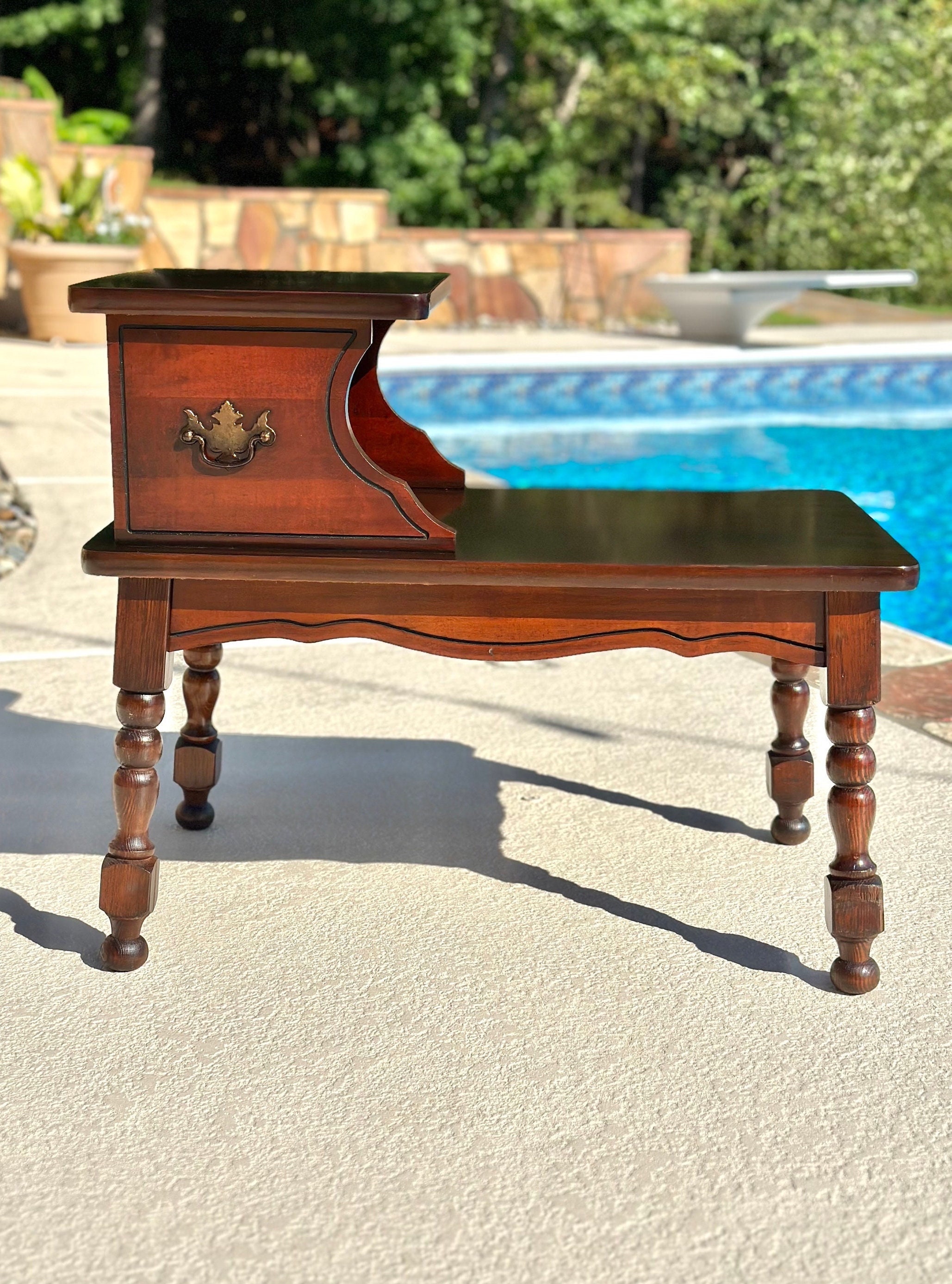 Antique Chippendale Handle Two Tier Step End Table - Etsy