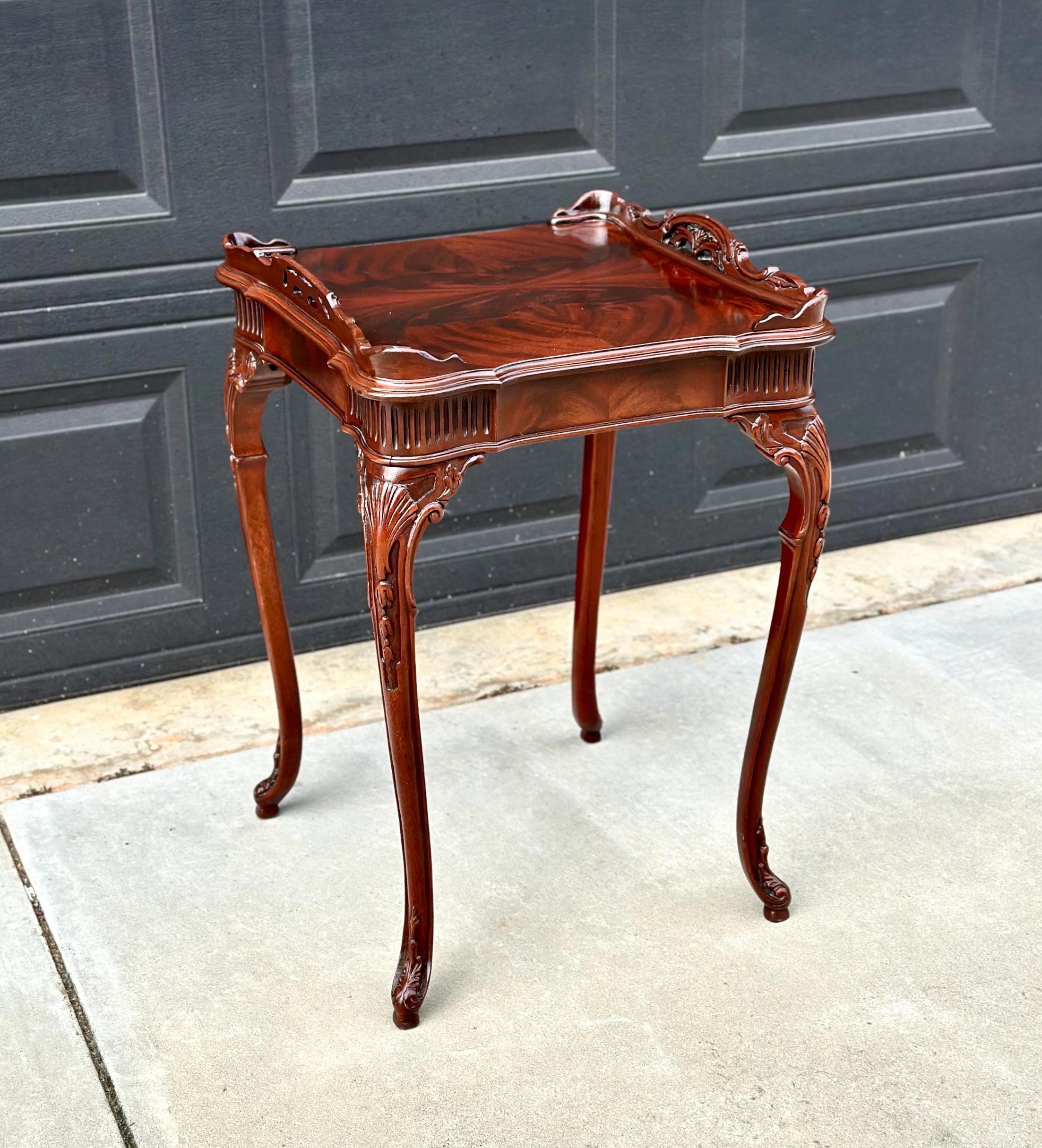 Vintage 1950's Carved Mahogany Square Side Table - Etsy