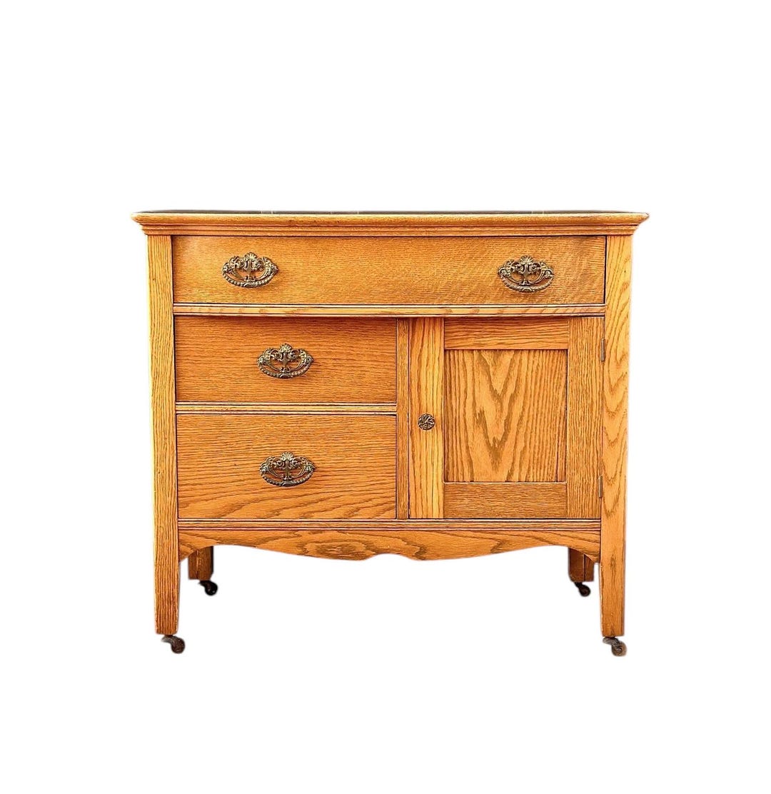 Antique Solid Wood Oak Entryway Chest on Casters - Etsy