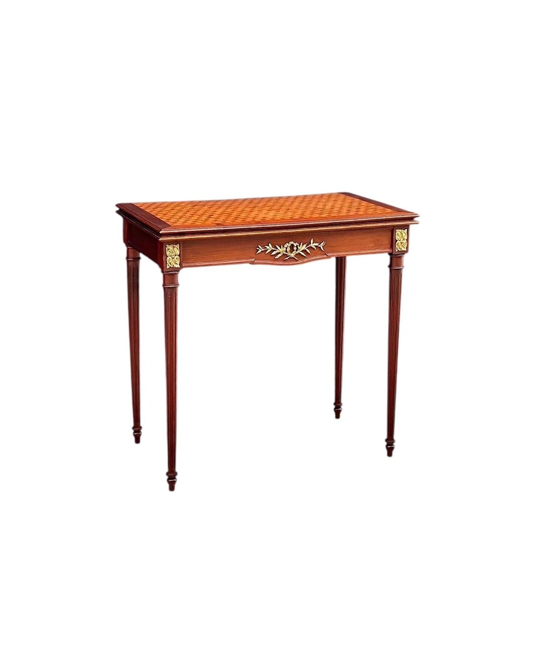 Antique 1920's Parquetry Mahogany Wood Ormolu Console & Flip Top Card ...