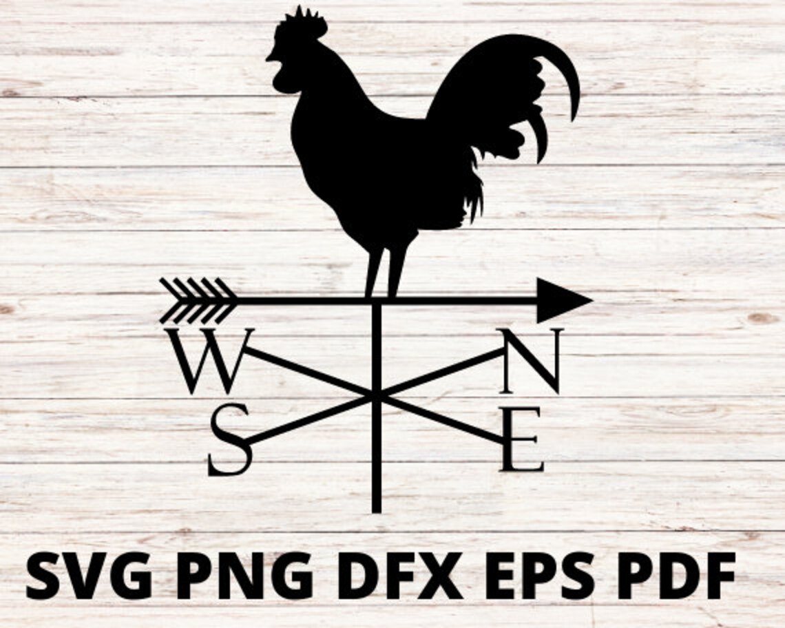 Rooster Weathervane SVG PNG PDF Dxf Eps, Weathercock Silhouette Svg ...