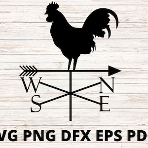 Rooster Weathervane SVG PNG PDF Dxf Eps, Weathercock Silhouette Svg ...