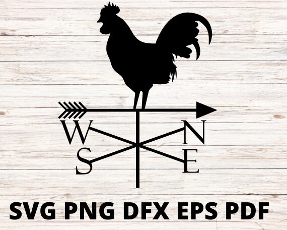 Rooster Weathervane SVG PNG PDF Dxf Eps, Weathercock Silhouette Svg ...