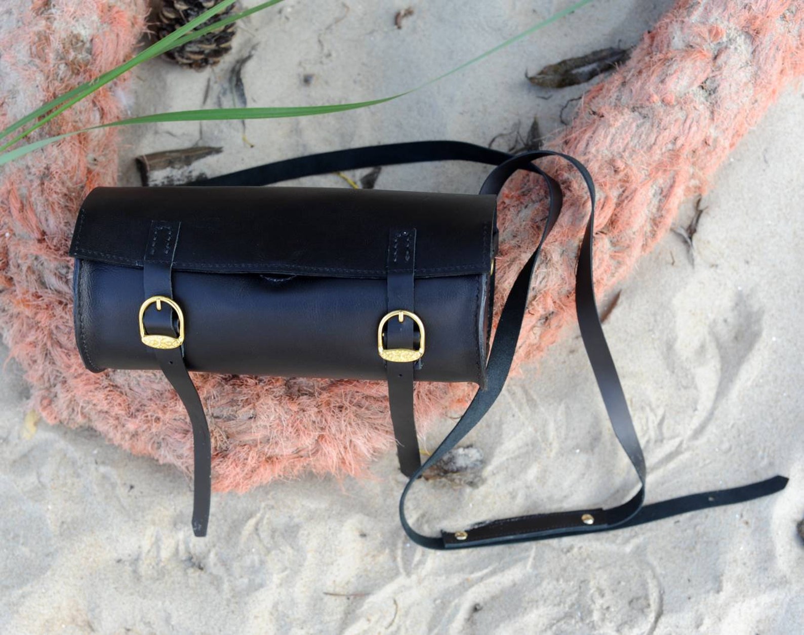 Black Leather Tube Bag for Women/ Circle Bag/barrel Bag/ Leather ...