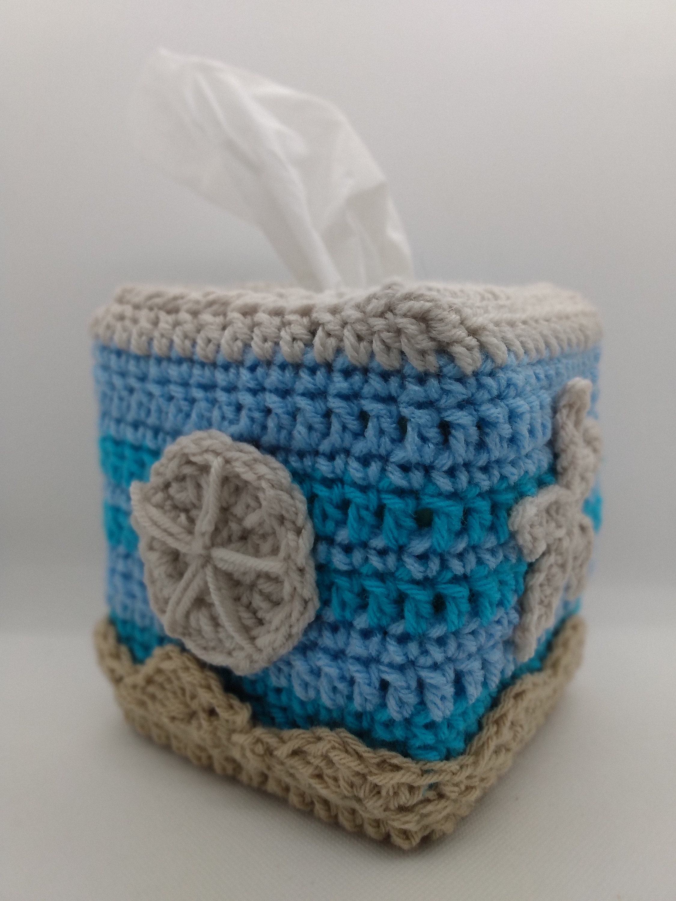 Ocean Waves Tissue Box Cover, Seashells Tissue Cover, Beach Décor ...