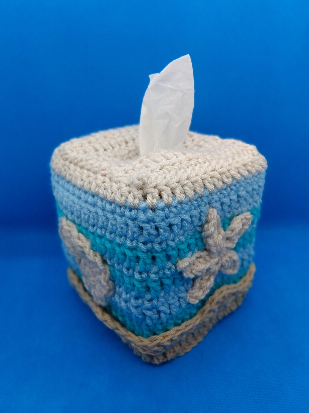 Ocean Waves Tissue Box Cover, Seashells Tissue Cover, Beach Décor ...