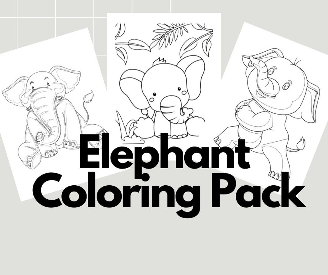 Elephant Coloring Pack - Etsy