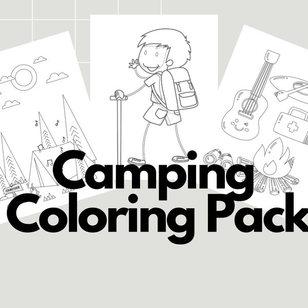 Camping Kids Coloring Pages - Etsy