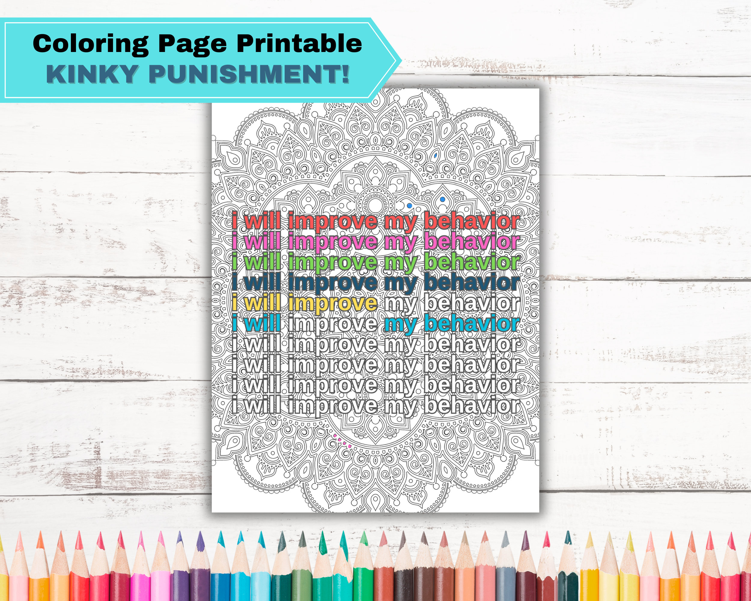 Punishment Coloring Page - Kinky Punishment - Etsy