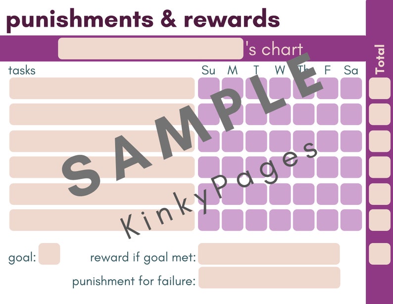 Punishment & Reward Chart (BDSM) - Etsy