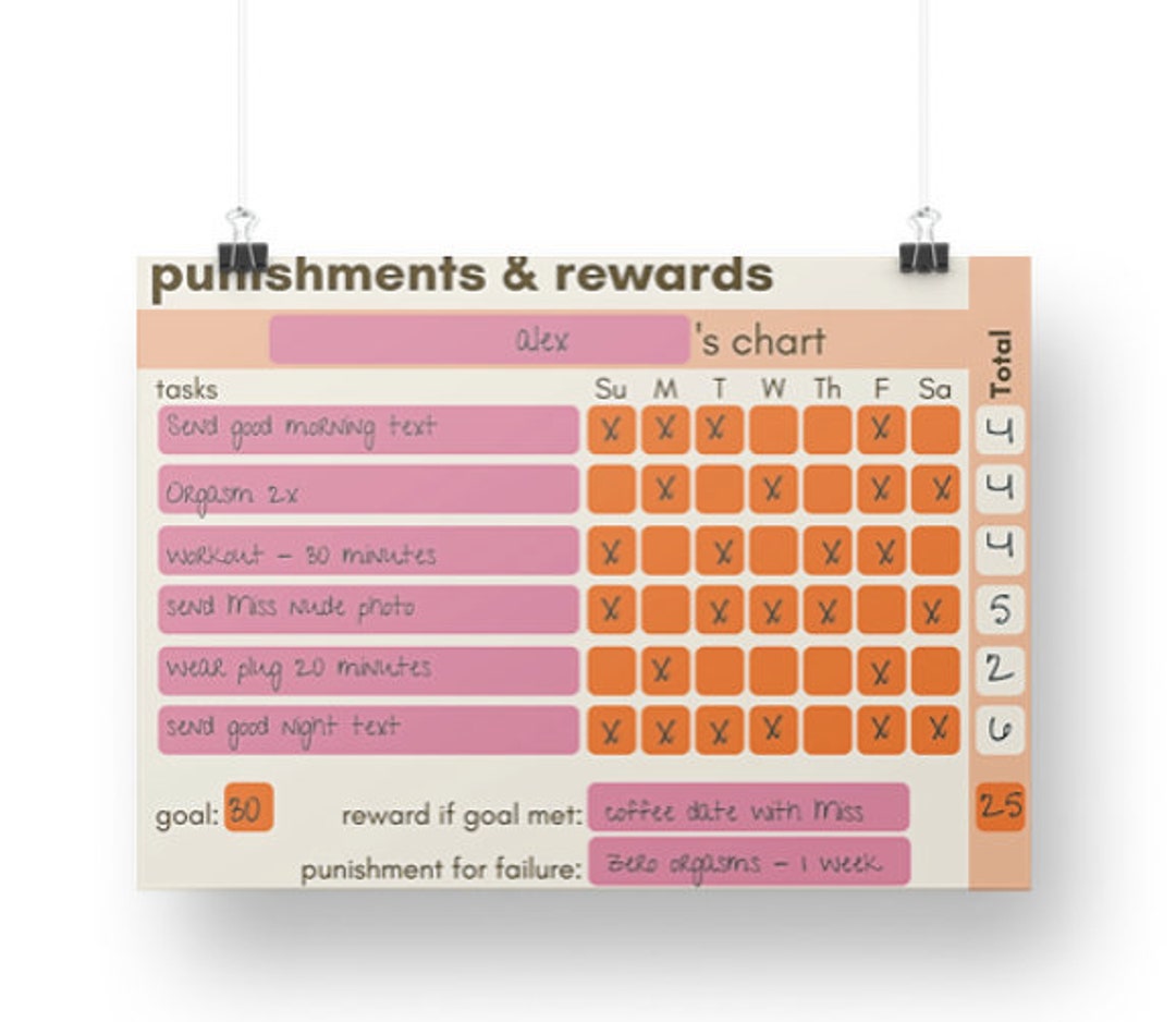 Punishment & Reward Chart BDSM - Etsy
