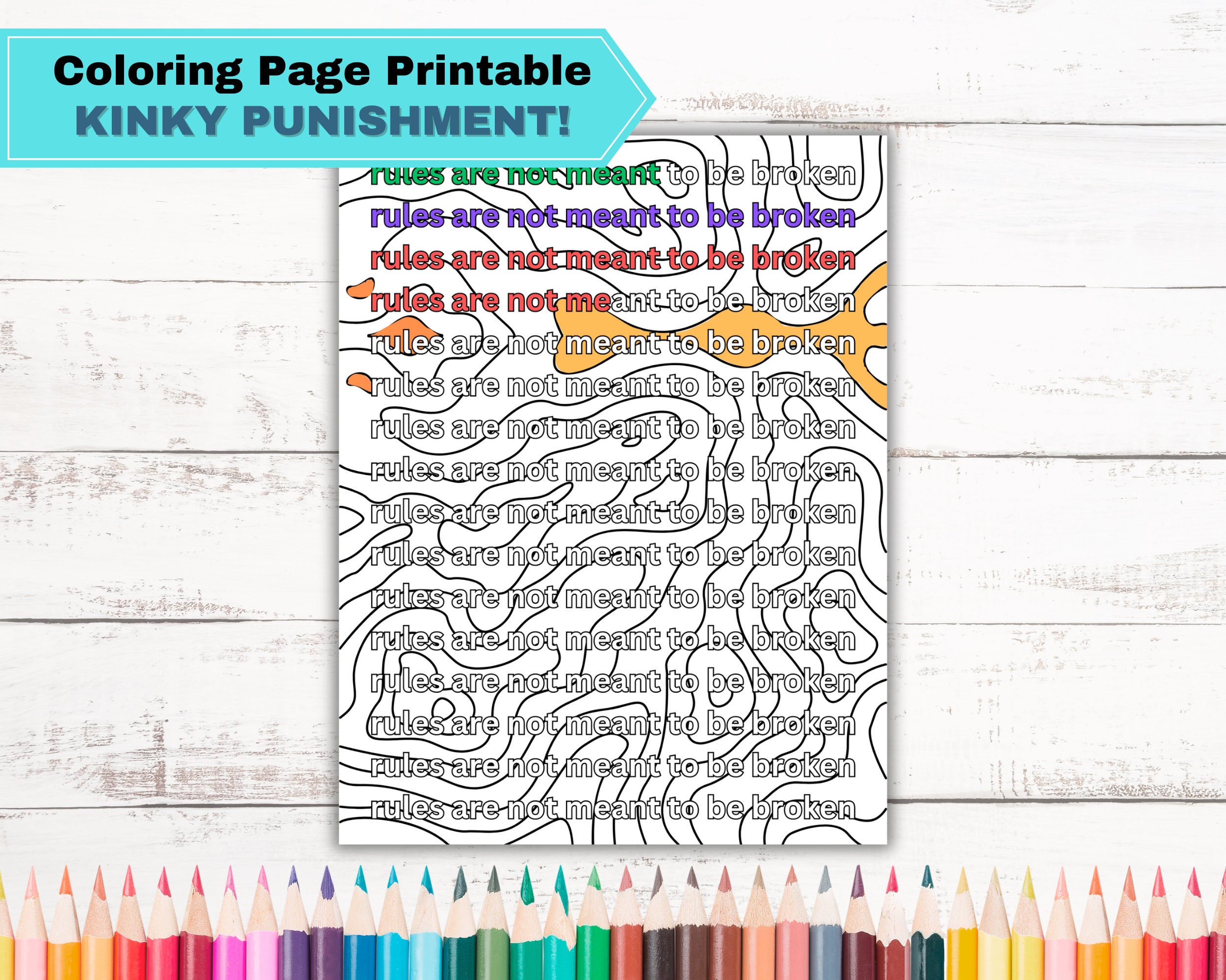 Punishment Coloring Page - Kinky Punishment - Lines - Etsy