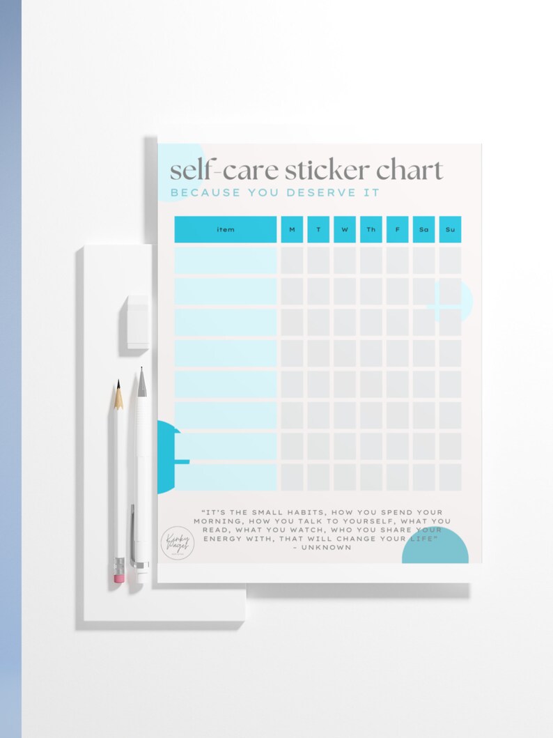 Adult Self-care Sticker Chart - Printable - Etsy