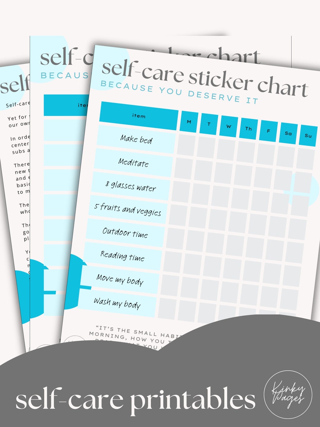 Adult Self-care Sticker Chart - Printable - Etsy