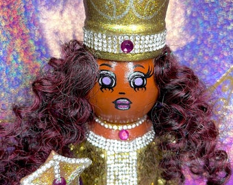 Gold, Elegant Fairy Queen Christmas Nutcracker OOAK Collectible Wooden ...