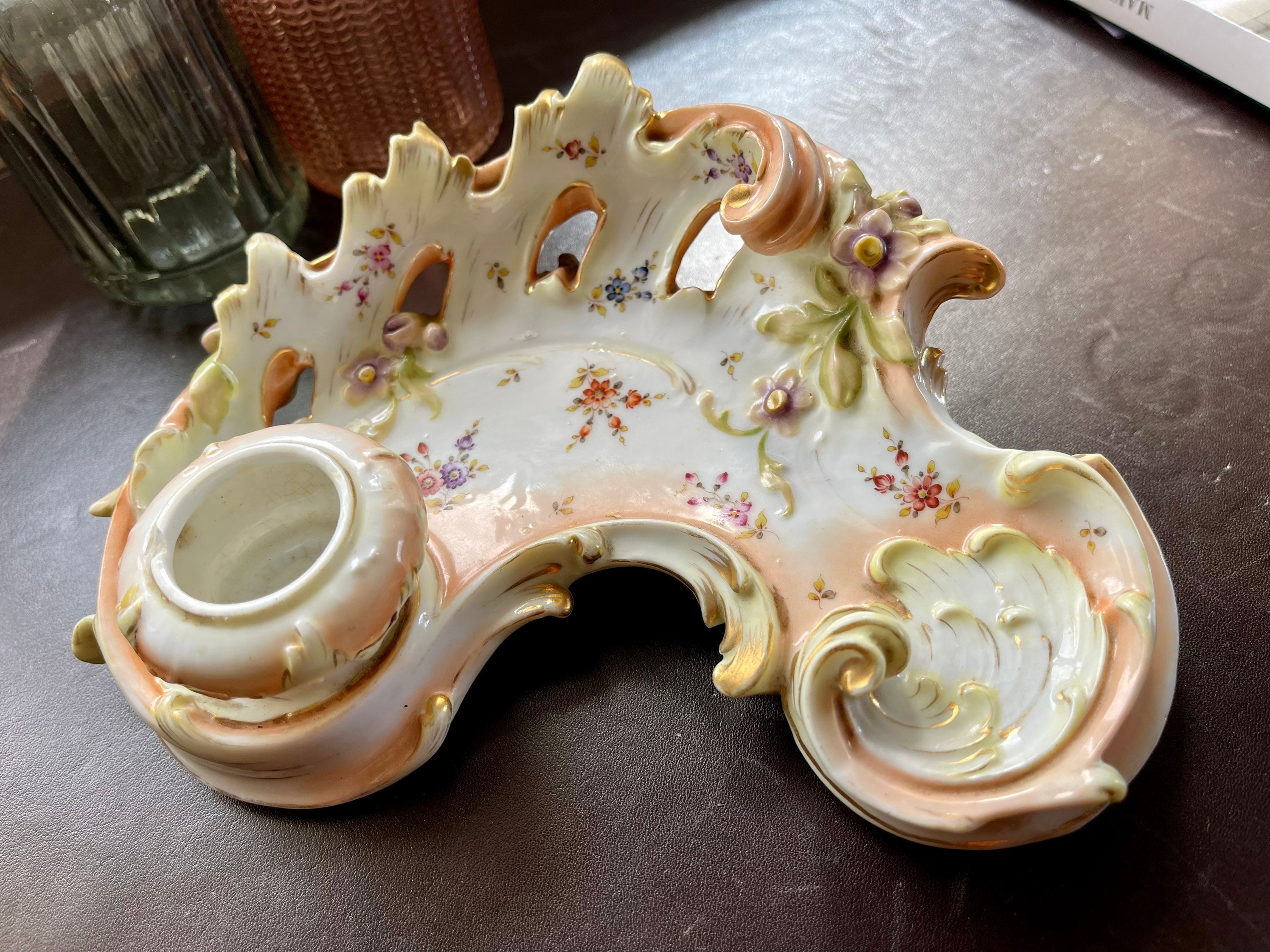 Unbelievably Pretty Possibly Exquisite French Antique Porcelain Inkwell ...