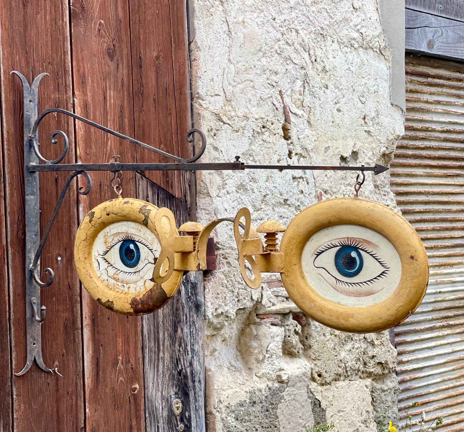 Antique Optometrist Trade Sign Wall Bracket Optical Antiques Yellow ...